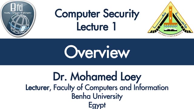 Computer Security Lecture 1 Overview Ppt