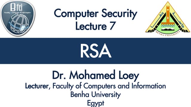 Computer Security Lecture 7 Rsa Pdf
