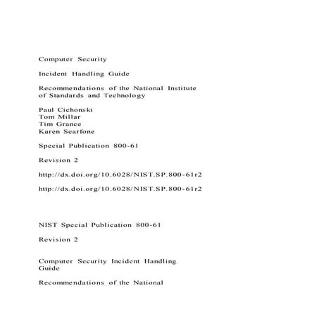 Computer Security Incident Handling Guide Recommendati | DOCX | IT and ...