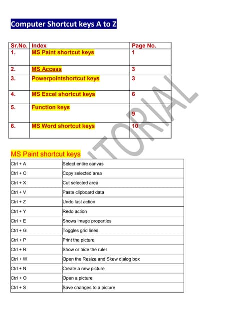 Microsoft office shortcut keys | PDF