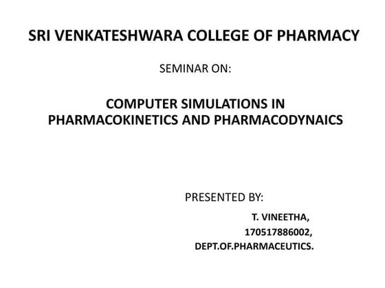 Computer simulations in pharmacokinetics and pharmacodynamics | PDF