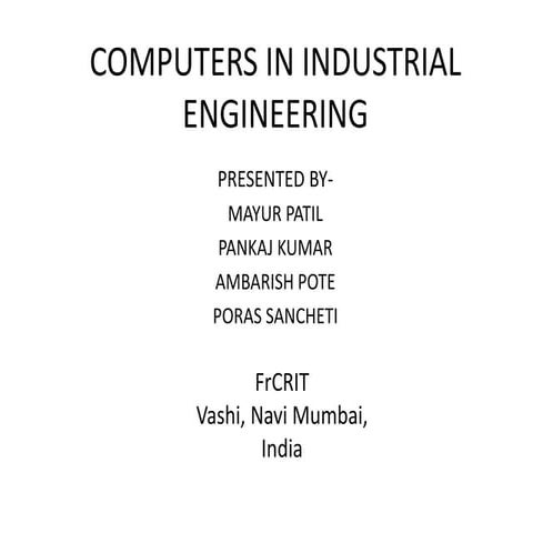 Computers in industrial engineering | PPT
