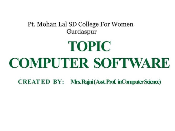 Computer Softwarepptx Operating Systems Computer Software And Applications