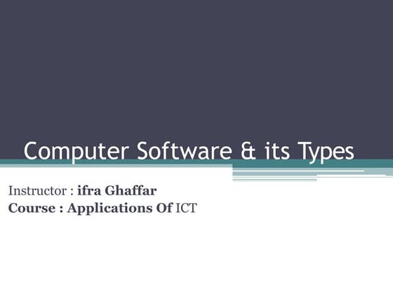 Computer Software & its Types | PPTX | Operating Systems | Computer ...