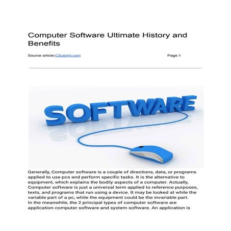 Computer Software Ultimate History and Benefits | PDF