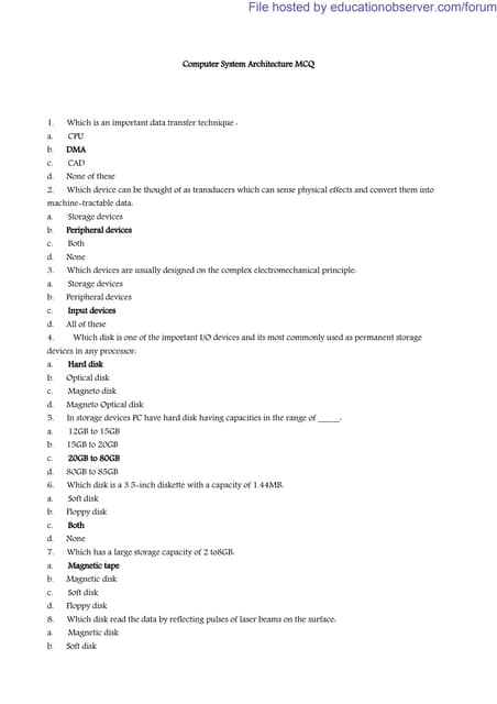 Computers basic mcq questions 3 | PDF