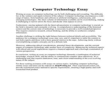 Computer Technology Essay | PDF