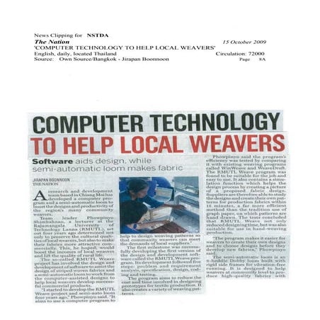 COMPUTER TECHNOLOGY TO HELP LOCAL WEAVERS | PDF