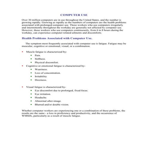 Computer health & safety issues | PPTX