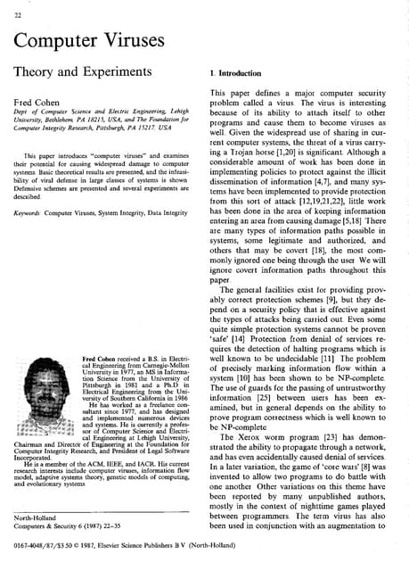 A mathematical theory for the spread of computer viruses | PDF