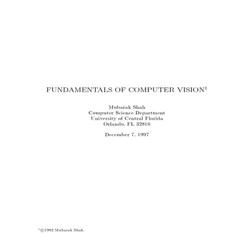 Computer vision fundamentals of computer vision - mubarak shah | PDF