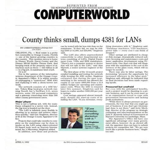 Downsized First Mainframe in Florida 45 Billion Dollar Tax Roll | PDF
