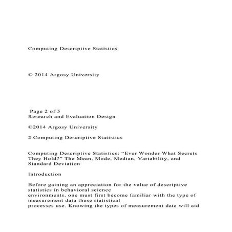 Computing Descriptive Statistics © 2014 Argosdocx