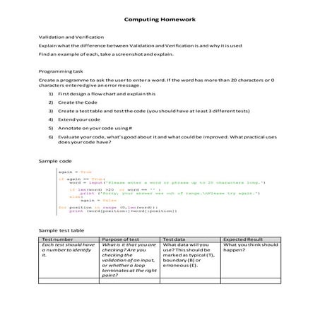 Computing Homework Validation Pdf