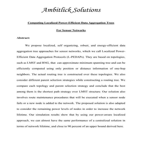 Computing Localized Power Efficient Data Docx Computer Networking