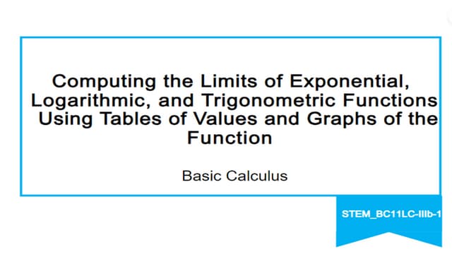 Computing The Limits Of Exponential Logarithmic And Trigonometric