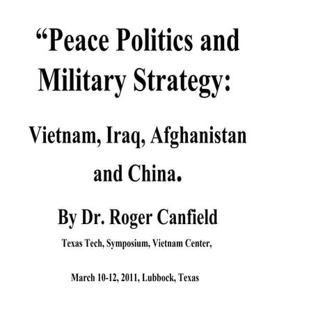 Peace, Politics, and Military Strategy | PPT