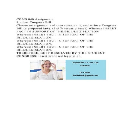 COMS 040 AssignmentStudent Congress Bill Choose an argument a.docx