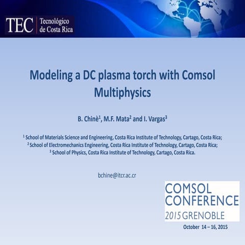 Modelling a DC Plasma torch with comsol | PDF