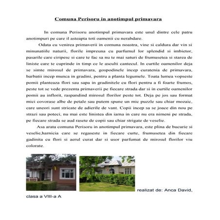 Comuna perisoru in anotimpul primavara de david anca | DOC