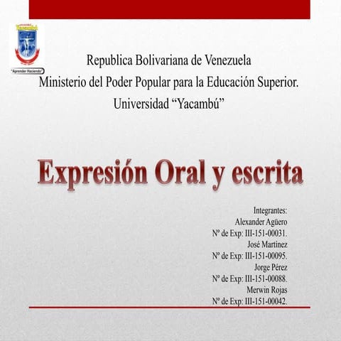 Comunicacion Oral y Escrita ( Expresiones) | PPT