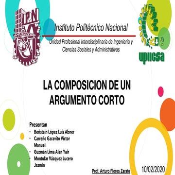 LA COMPOSICIÓN DE UN ARGUMENTO CORTO | PPTX