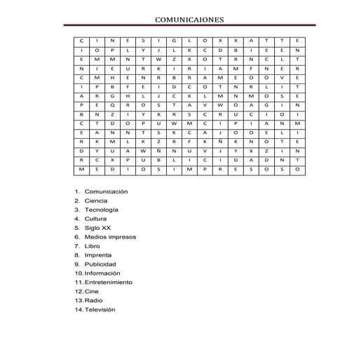 Comunicaciones SOPA DE LETRAS | DOCX