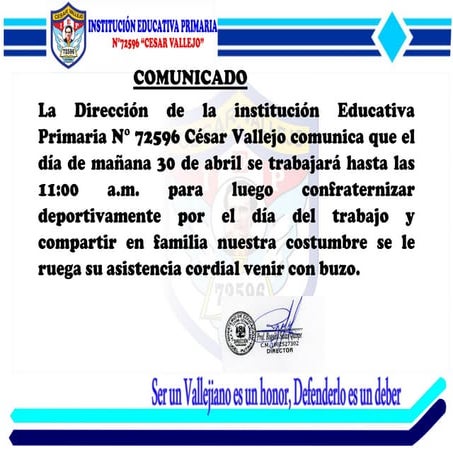 Modelo de comunicado para institución educativa | PDF