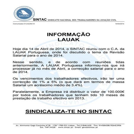 Comunicado 01 lk14 | PDF