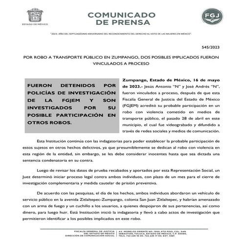 COMUNICADO 545-2023 | PDF