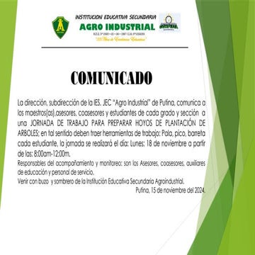 MODELO DE COMUNICADO INSTITUCIONAL SECUNDARIA | PPTX