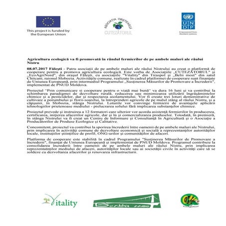 Prezentarea proiectului “Eco-tehnologii şi tehnici inovatoare pentru ...