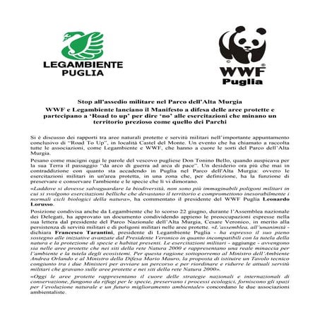 Comunicato stampa congiunto legambiente wwf | PDF | Attractions