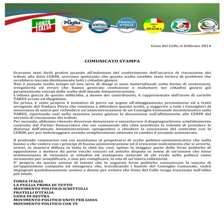 Comunicato stampa coordinamento opposizioni | PDF