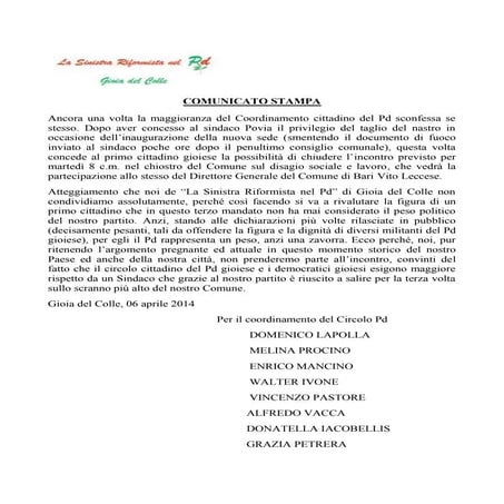 Comunicato stampa consiglio comunale | PDF