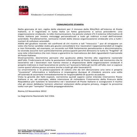 Comunicato stampa segretario generale | DOC