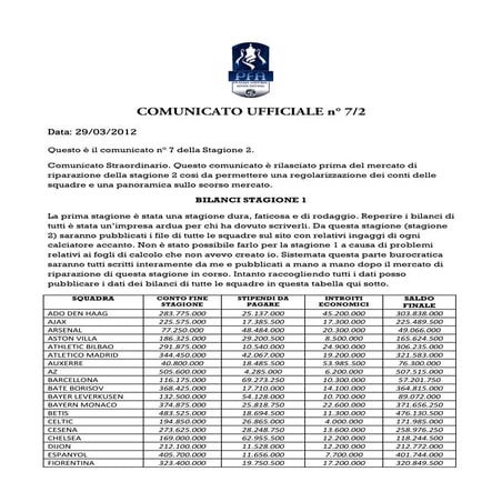 Comunicato ufficiale n7 2 | PDF