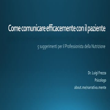 Come comunicare efficacemente con il paziente (Professionisti della Nutrizione) | POT