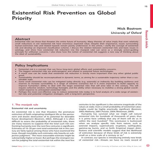 Existential Risk Prevention as Global Priority | PDF