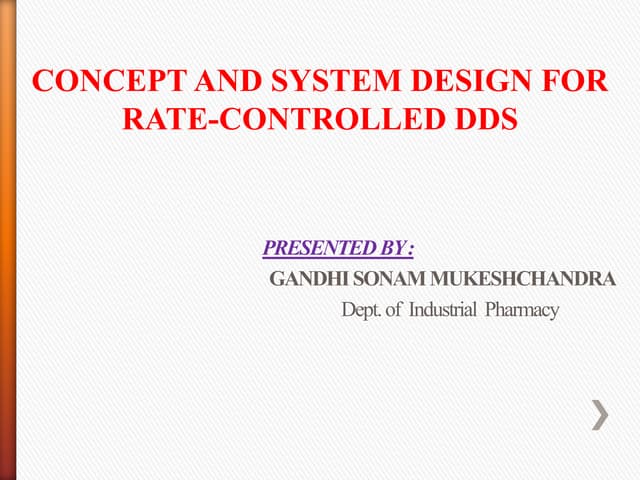 Rate Controlled Drug Delivery System: Principle, Fundamentals, Types | PDF