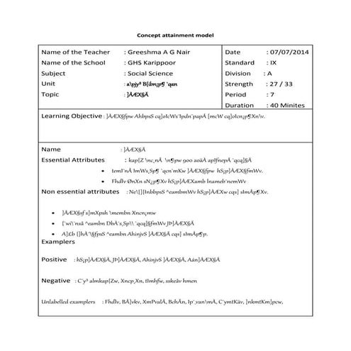 Concept attainment model | DOCX