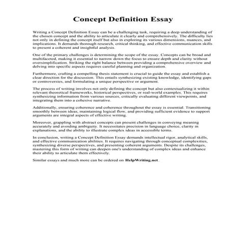 Concept Definition Essay.pdf | Homework and Study | Education