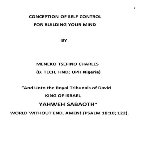Conception of Self Control For Building Your Mind | DOCX