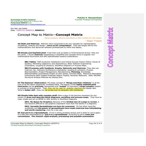 Concept map to matrix -concept matrix 05 nov12 | PDF
