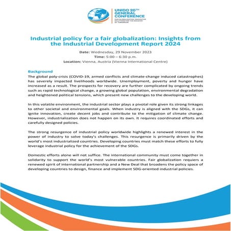 Industrial policy for a fair globalization Insights from the Industrial ...