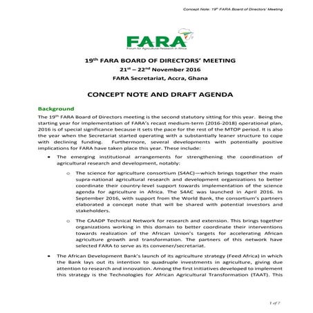 Concept note and draft agenda 19th fara_bod_meeting_english | PDF