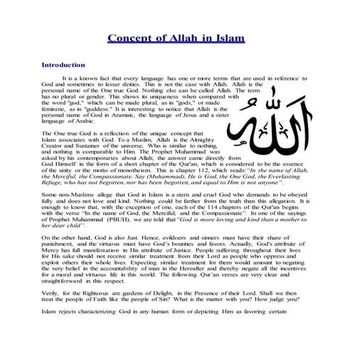 Concept of Allah in islam | DOCX