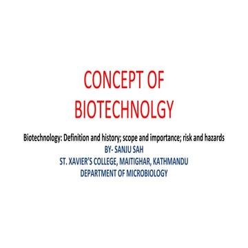 Biotechnology: Basic concepts, Principles and Scope | PPTX