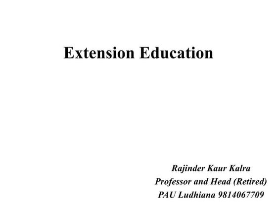 Extension education | PPT