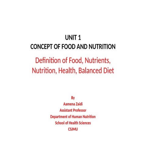 CONCEPT OF FOOD AND NUTRITION (2)b.com 2nd | PPTX